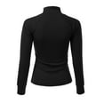 Doublju Womens Hand Warmer Long Sleeve Full Zip Up Simple Jacket With ...