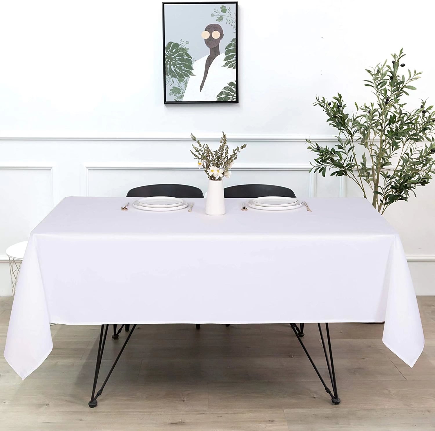 LUSHVIDA Rectangle Tablecloth -60x120 inch White- Stain and Water ...