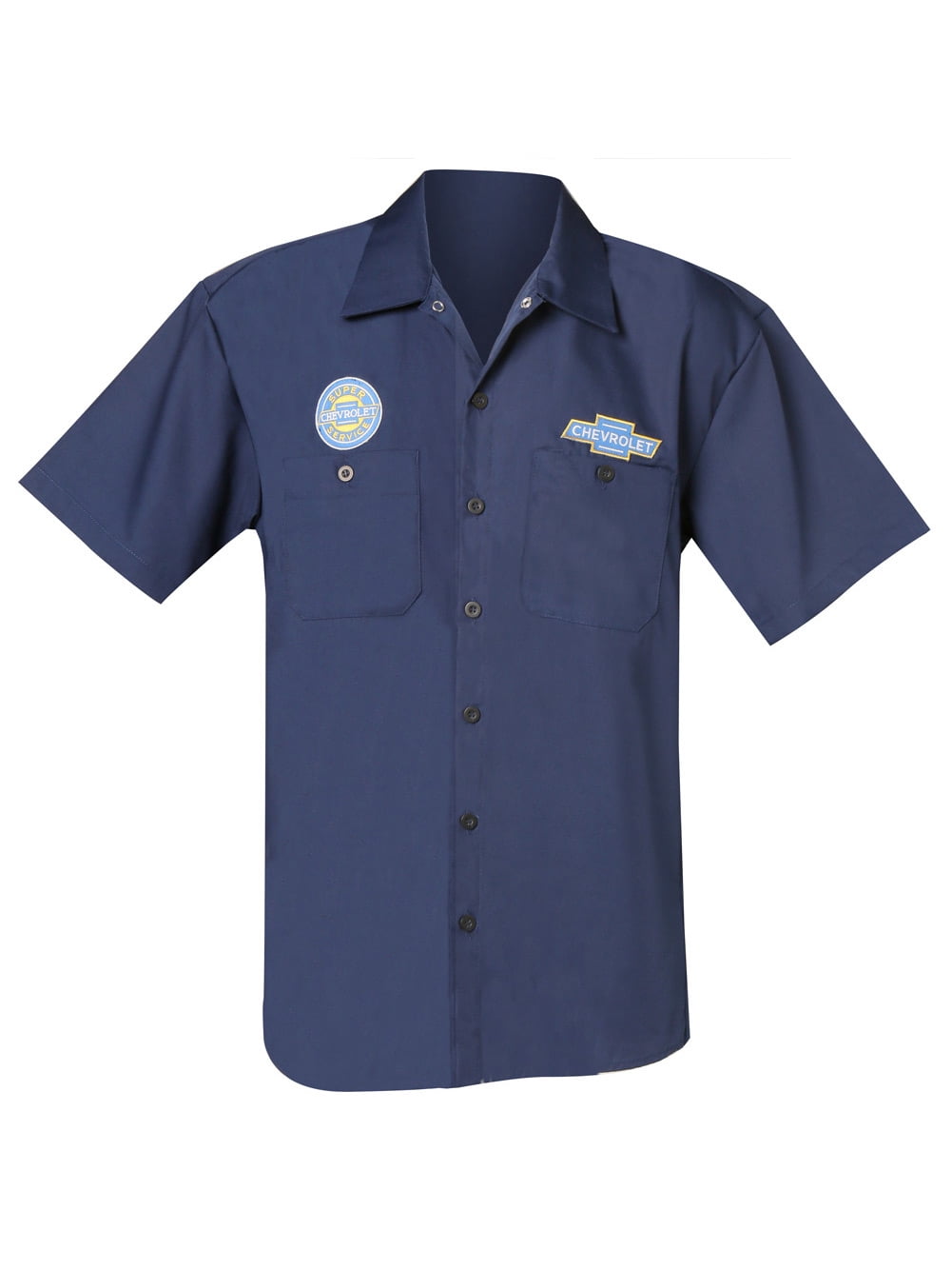 Men's Chevy Mechanic's Shirt - Button Down Collar Work Shirt - Navy ...