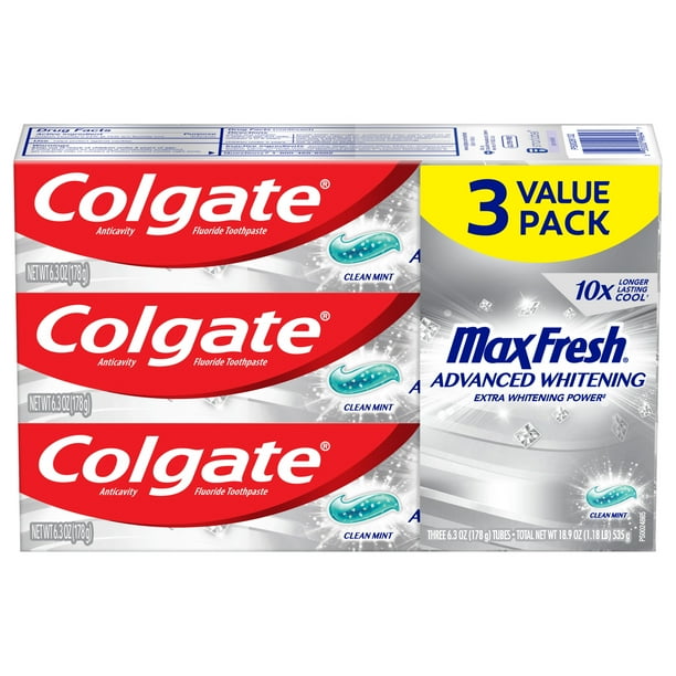 Colgate Max Fresh Toothpaste, Advanced Whitening Toothpaste with Mini ...