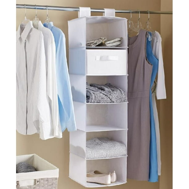 Mainstays 6 Compartment Closet Organizer, 6-shelf hanging closet ...