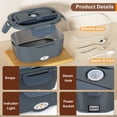 Electric Heated Lunch Box Gray and Blue 1.5L Capacity Portable Food ...