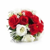 Enova Home Artificial Mixed Open Roses Silk Flowers Arrangement in ...
