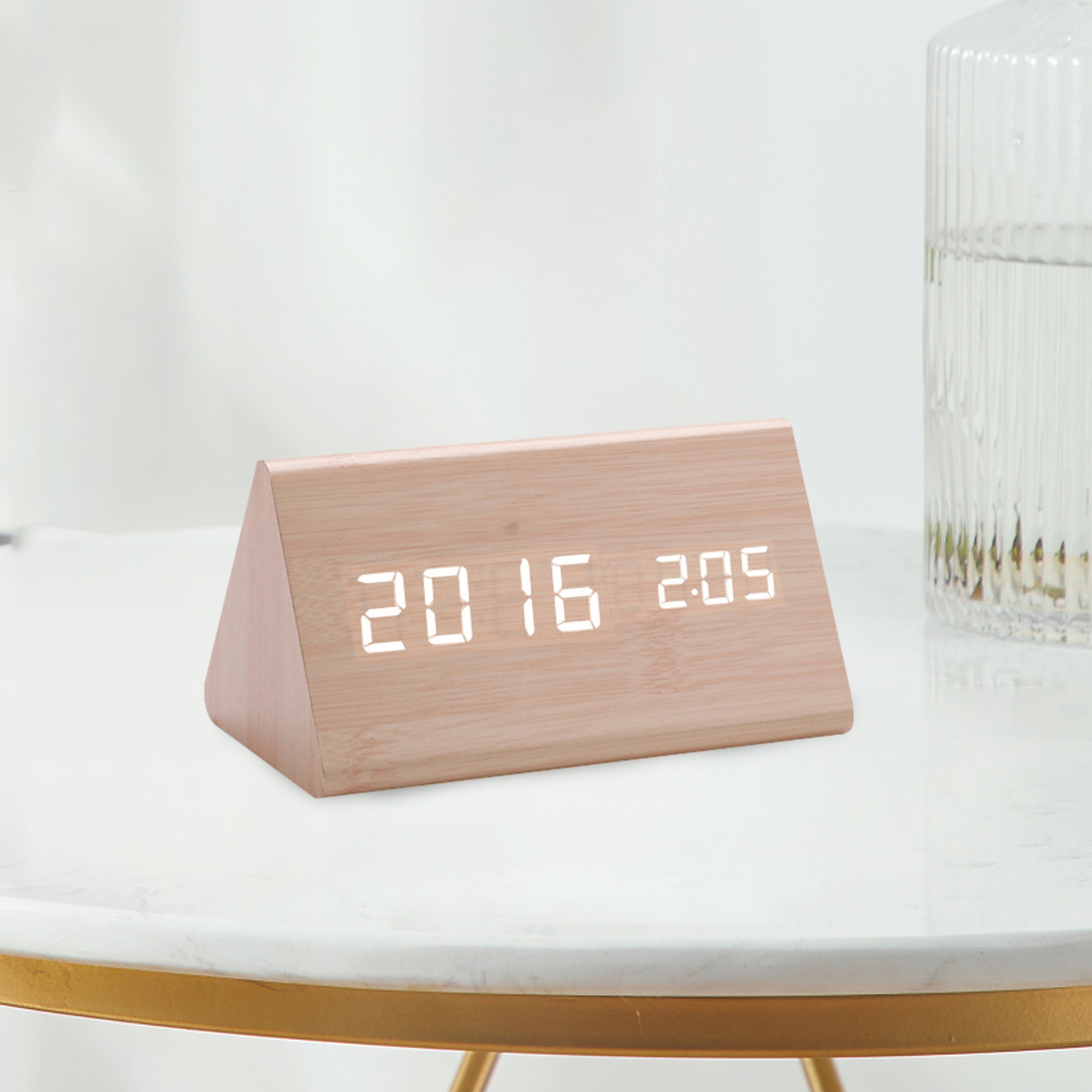 Washranp Wooden Digital Alarm Clock,USB Charge12/24H Modern Electric ...