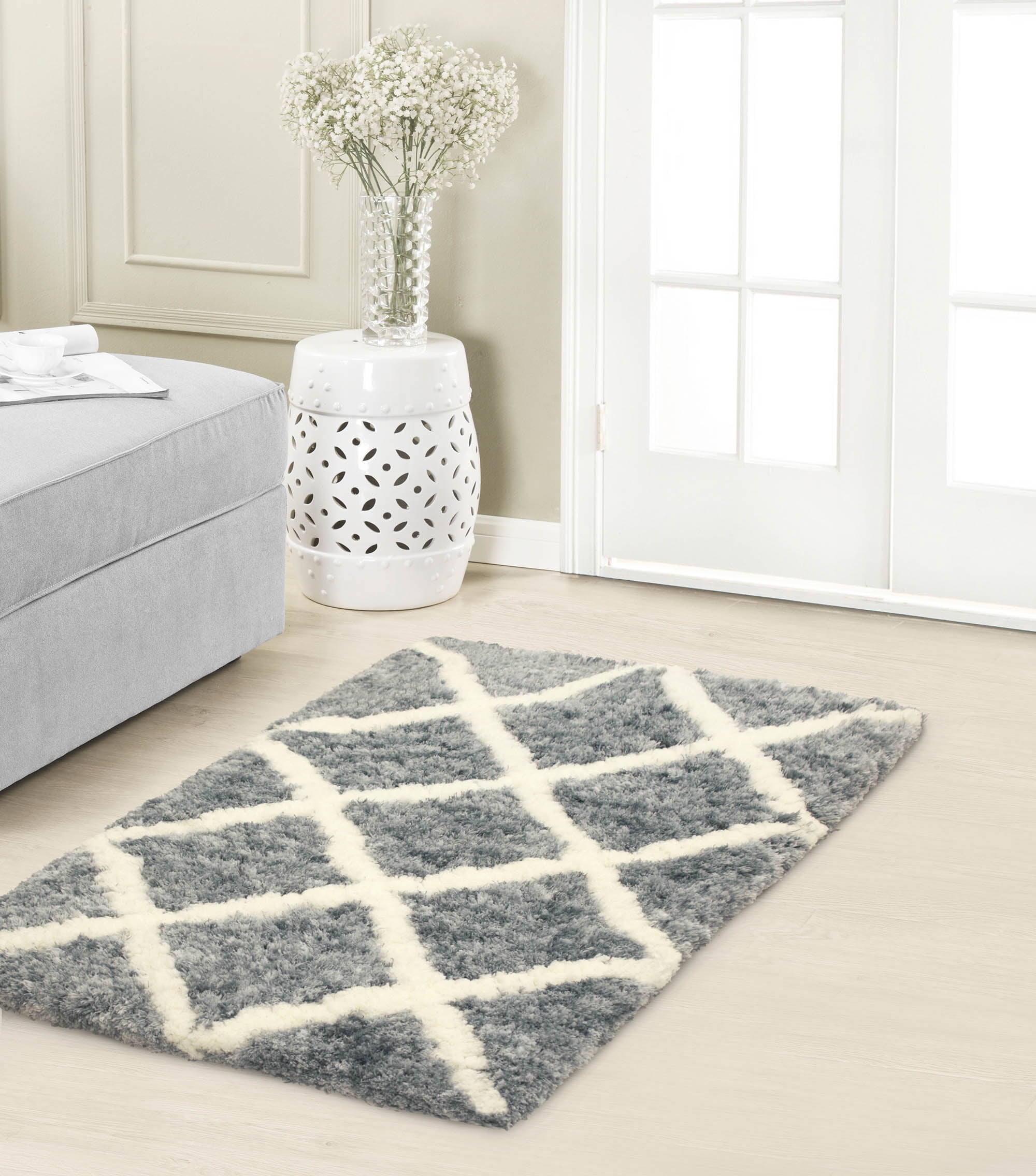 Vista Living Sophia Diamond Shag 24x36 Accent Rug, Grey - Walmart.com
