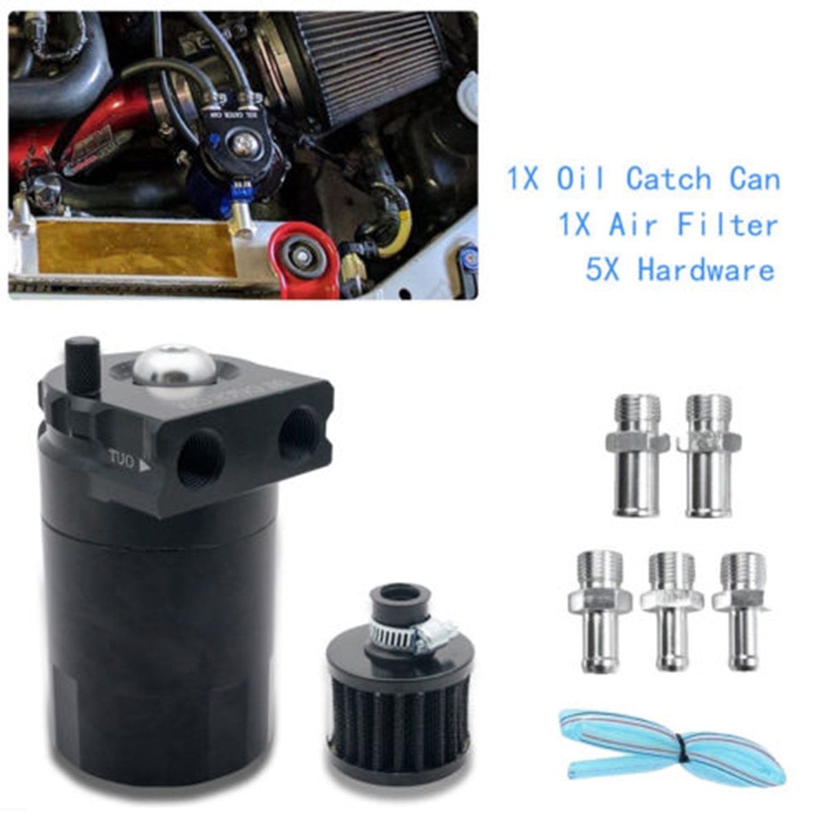 Oil Breather Catch Can Baffled Petrol Diesel Turbo Tank Reservoir ...