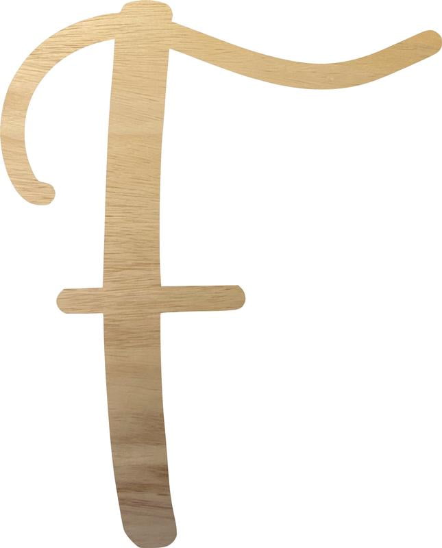 Unfinished Wood Letter, Script Letter F Paintable 4'' Alphabet, Kids ...
