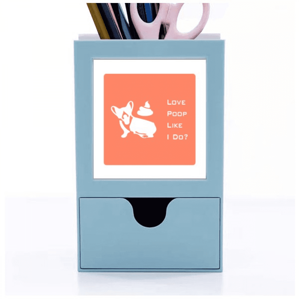 Playful Corgi Dog Likes Poop Desk Supplies Organizer Pen Holder Card ...