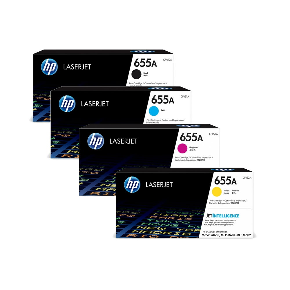 HP 655A Genuine Color Laserjet Toner Set, Cyan, Magenta, Yellow and ...
