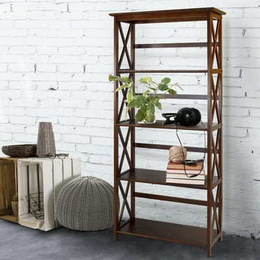 Stony Edge Folding Four Shelf Bookcase Brown Espresso Finish - Walmart.com