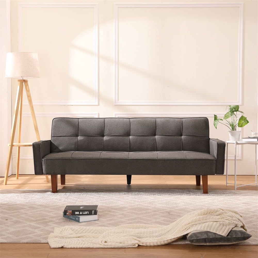 Convertible Futon Sofa Bed, Modern Linen Upholstered Sleeper Sofa Couch ...