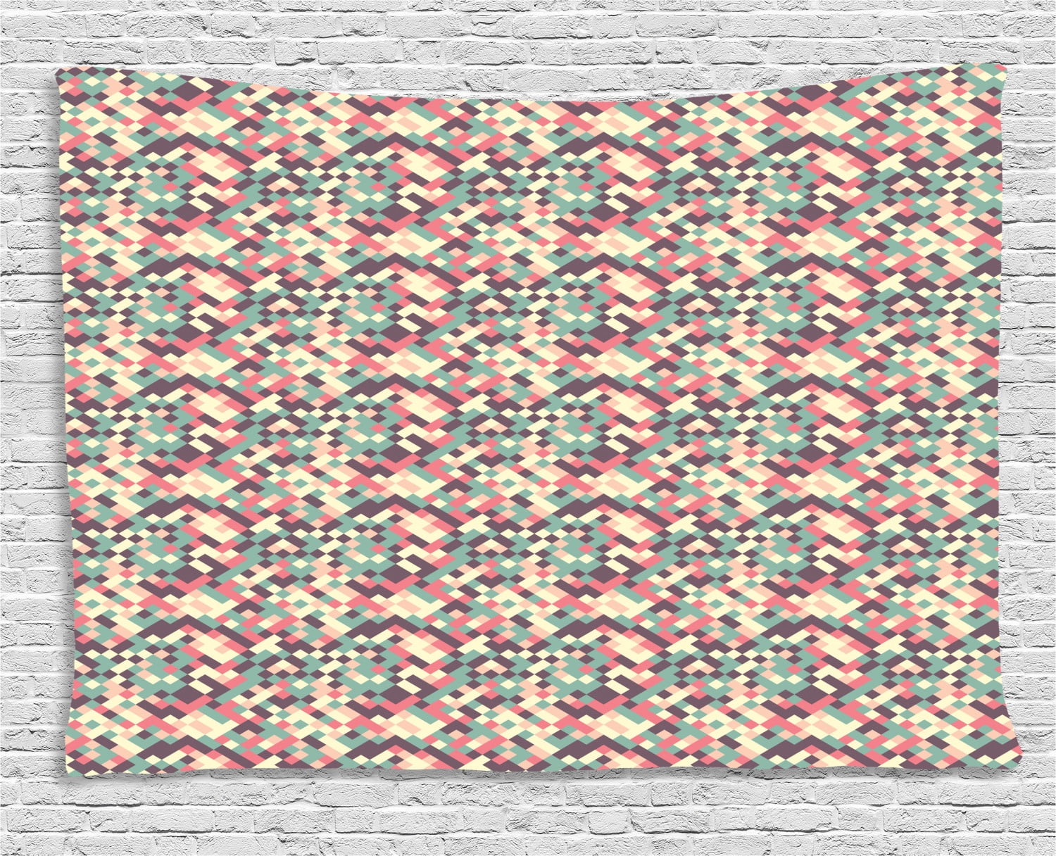 Geometric Tapestry, Mosaic Style Squares and Stripes Pixel Art ...