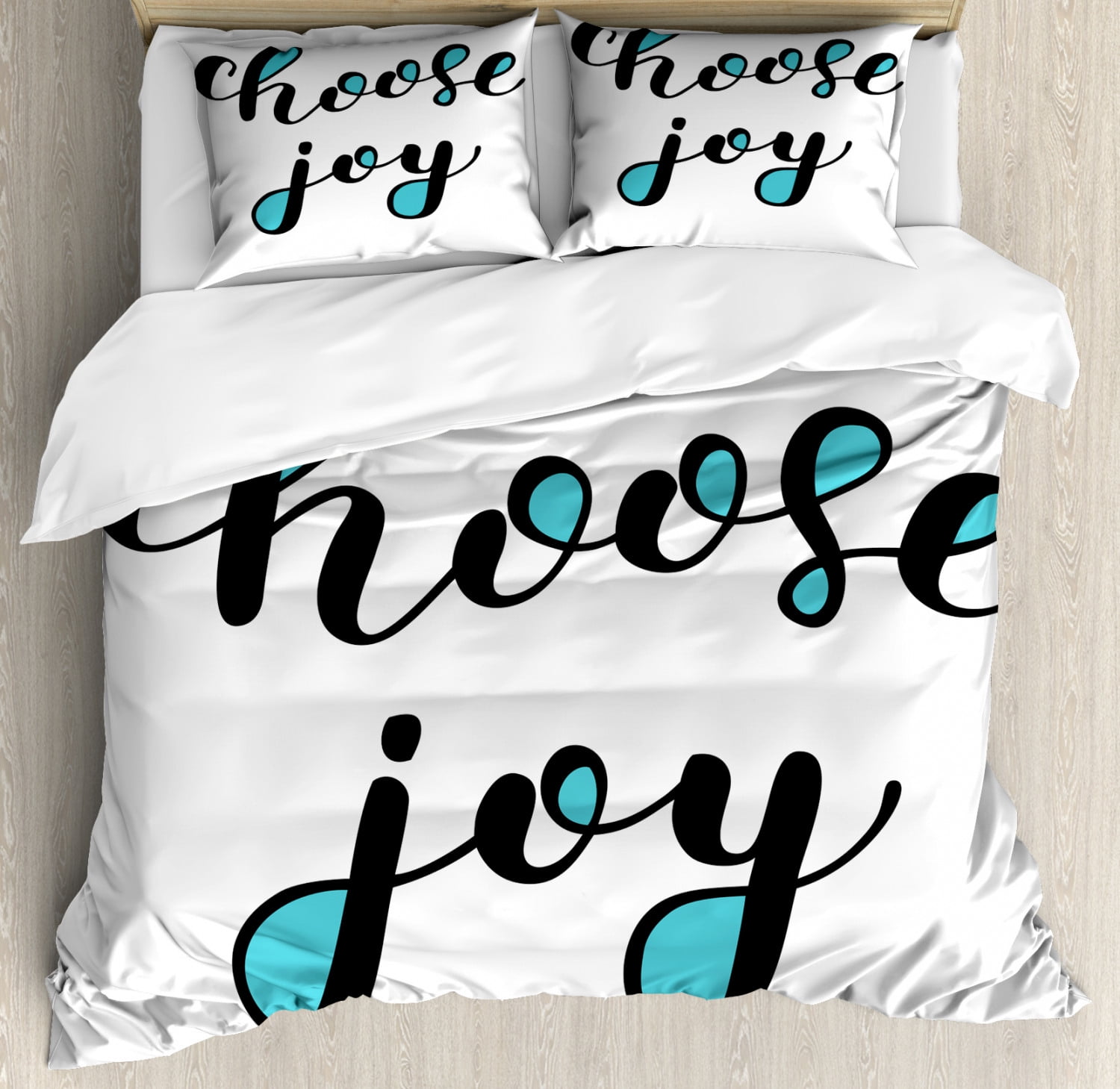 Choose Joy Duvet Cover Set King Size, Brush Lettering of an ...