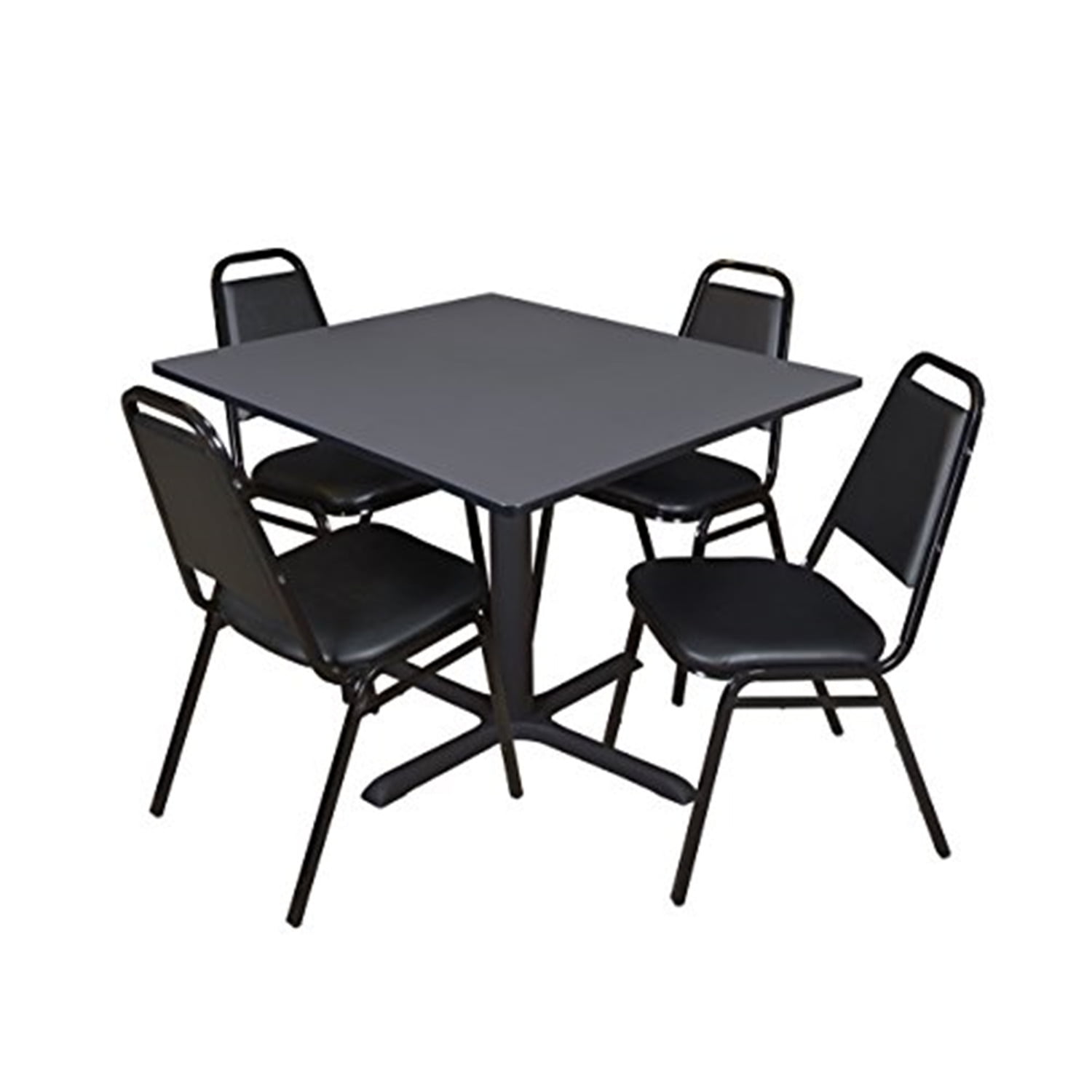 Regency Cain Square Breakroom Table with 4 Stackable Restaurant Chairs ...