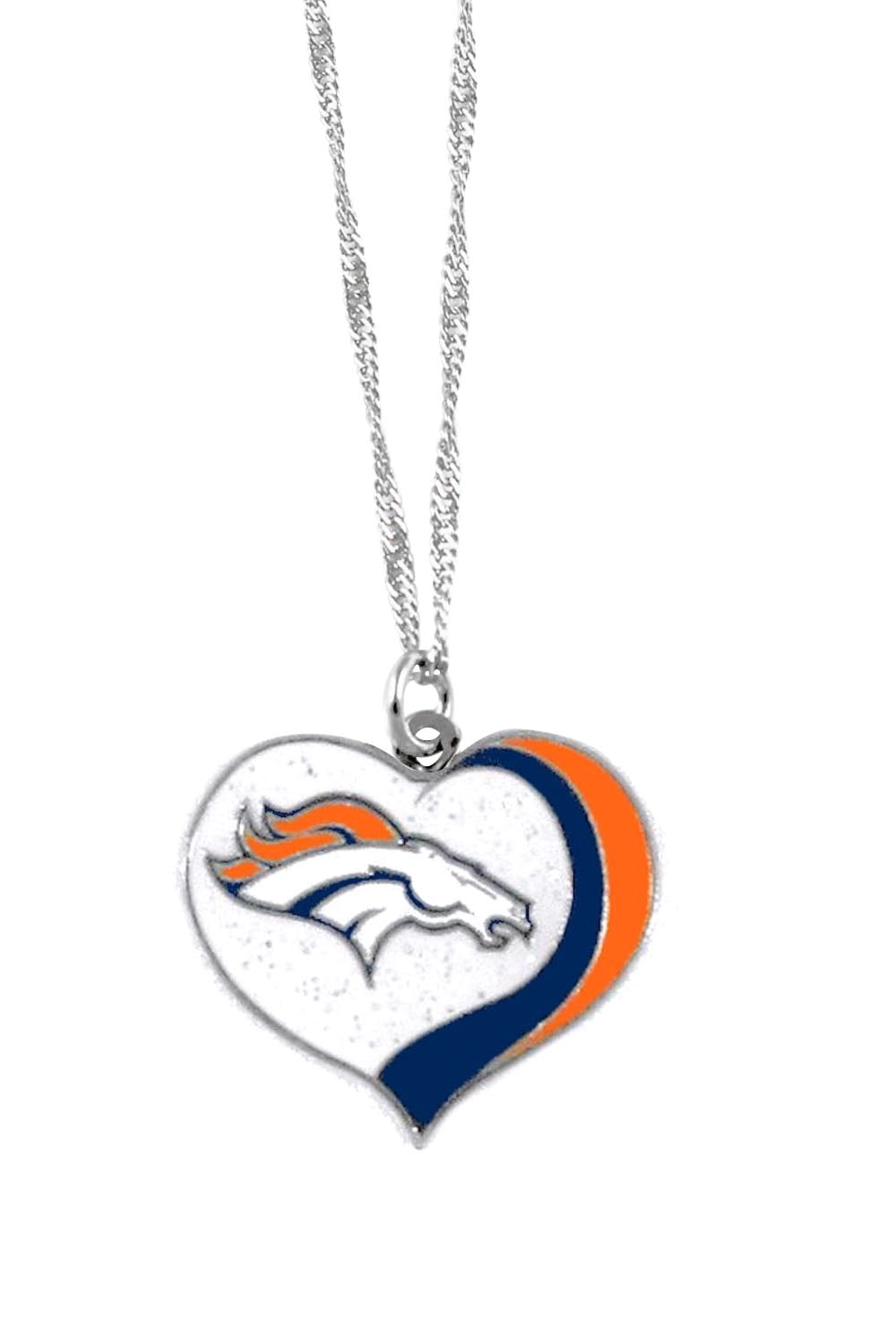 NFL Denver Broncos Sports Team Logo Glitter Heart Necklace Charm Gift ...