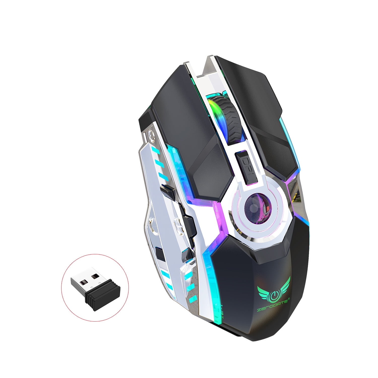 T30 New Wireless Mouse Rechargeable RGB Luminous 2.4G Mouse Ergonomic ...