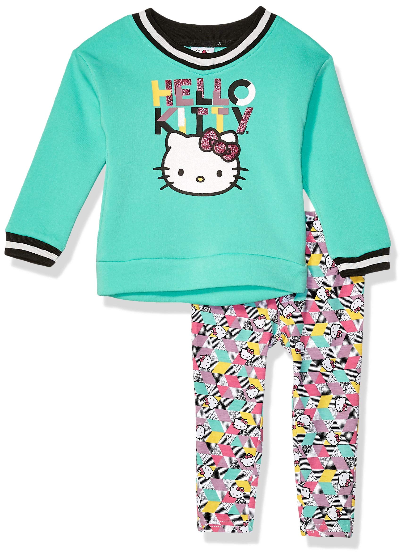 Hello Kitty Toddler Girls 2 Piece Sweatshirt and Pant Legging Set, Mint ...