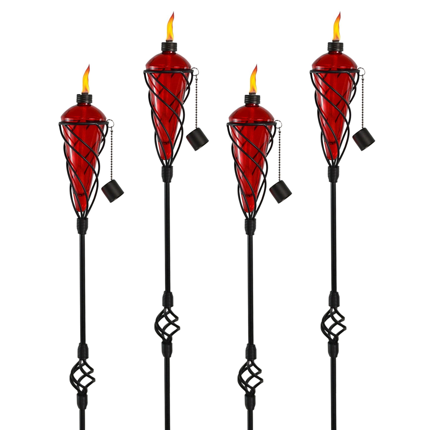 Westcharm 4 Pack 60-inch Red Glass Garden Torch Light for Deck ...