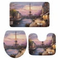 Eiffel Tower Bathroom Rugs Set Modern Purple Sunset Bridge River Night ...