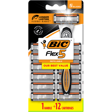 BIC Flex 5 Refillable Razors for Men, Long-Lasting, 5-Blades, 1 Handle ...