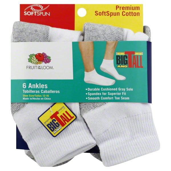 Men's Big and Tall Premium Ankle Athletic Socks, 6-Pack - Walmart.com
