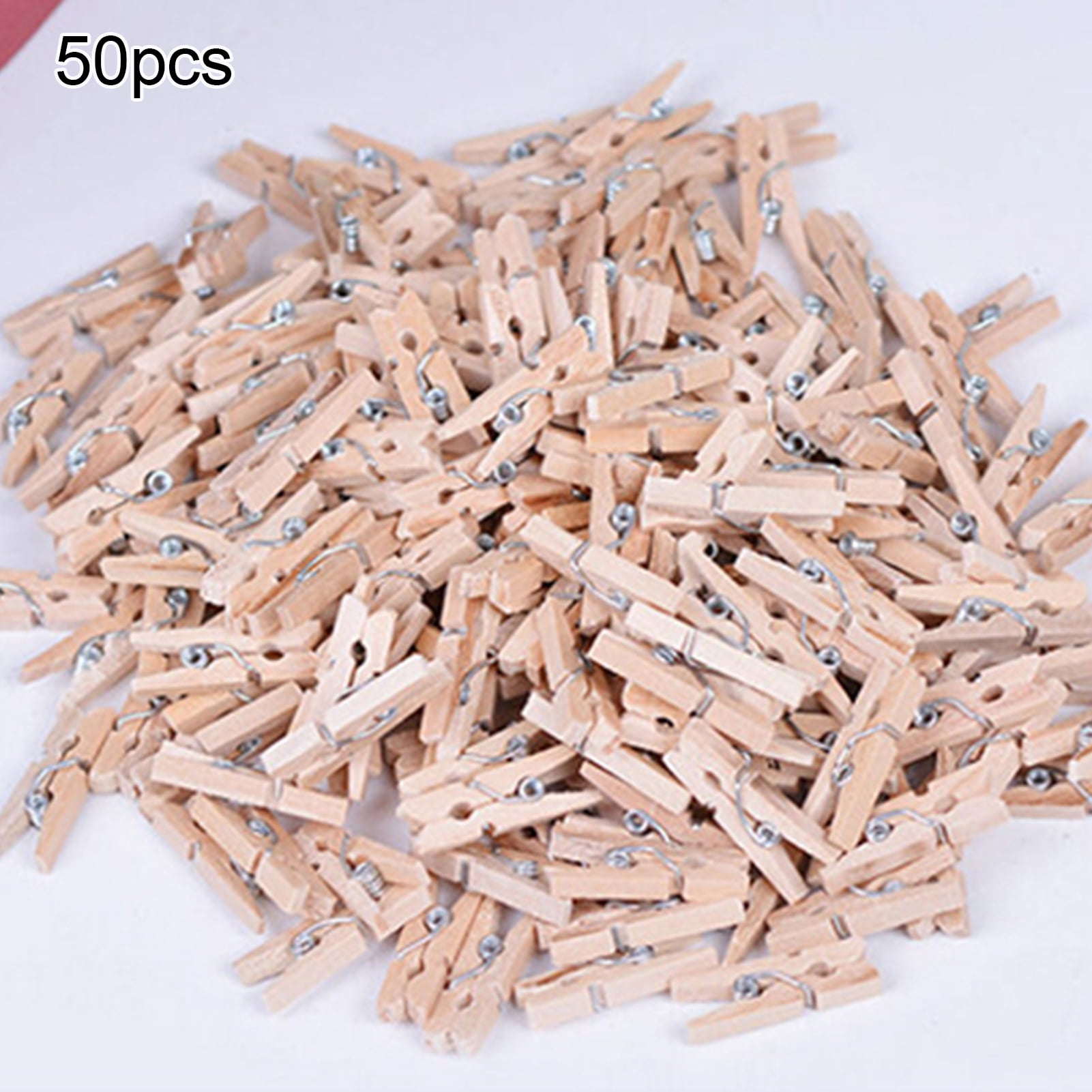 Farfi 50 Pcs Mini Wooden Cloth Photo Paper Peg UI Clothespin Craft ...