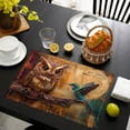 4pcs Owl and Hummingbird Neighbor Placemats, Stylish Printed Table Mats ...