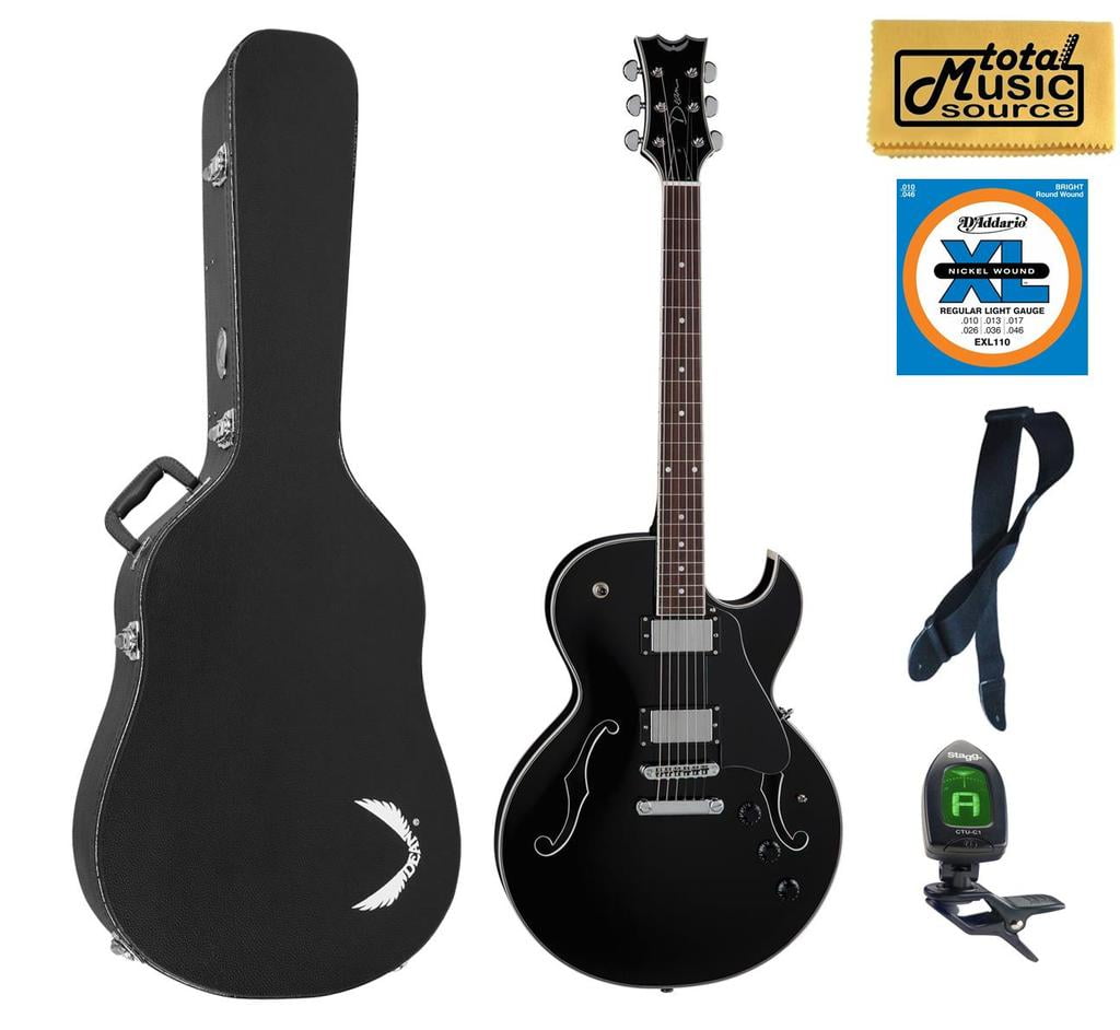 Dean Guitars Colt Semi-Hollow Body Electric Guitar, Classic Black ...