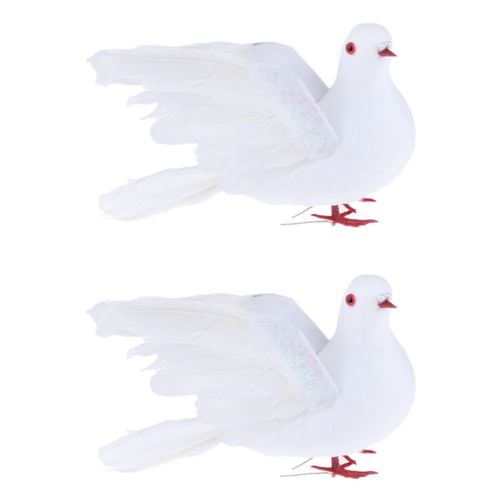 Click here for Yinanstore 2pcs Foam Feathered Artificial White Do... prices