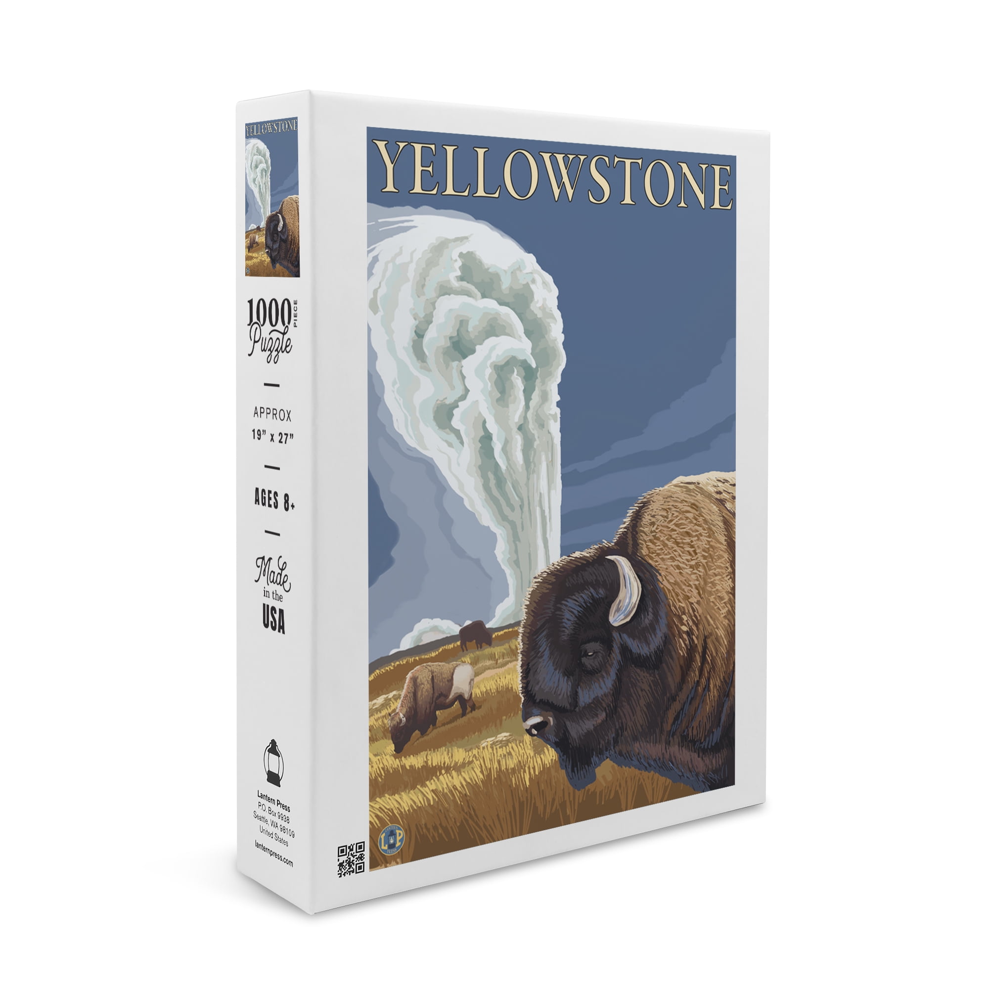 Yellowstone National Park, Wyoming, Bison with Old Faithful (1000 Piece ...