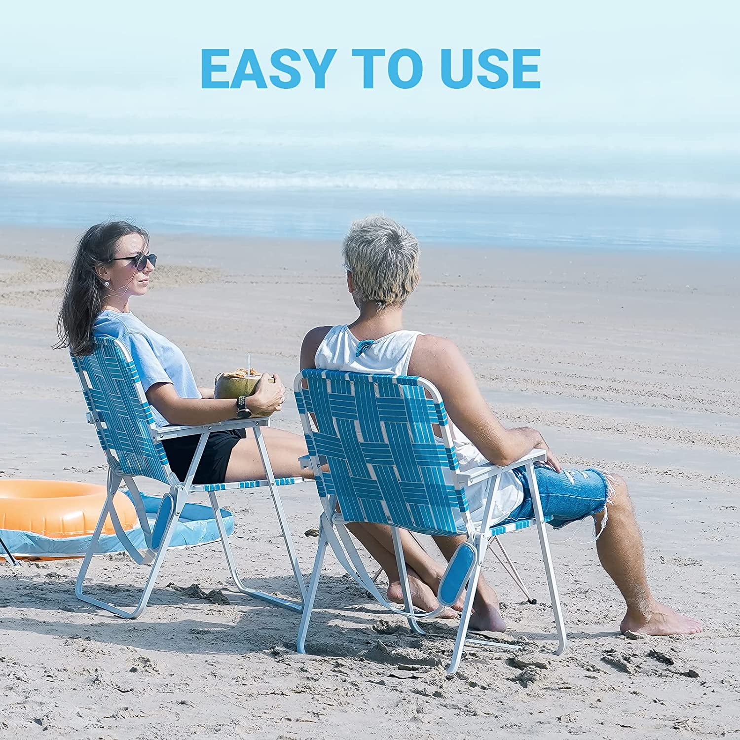 WEJOY Adjustable Folding Webbing Beach Chaise Lounge