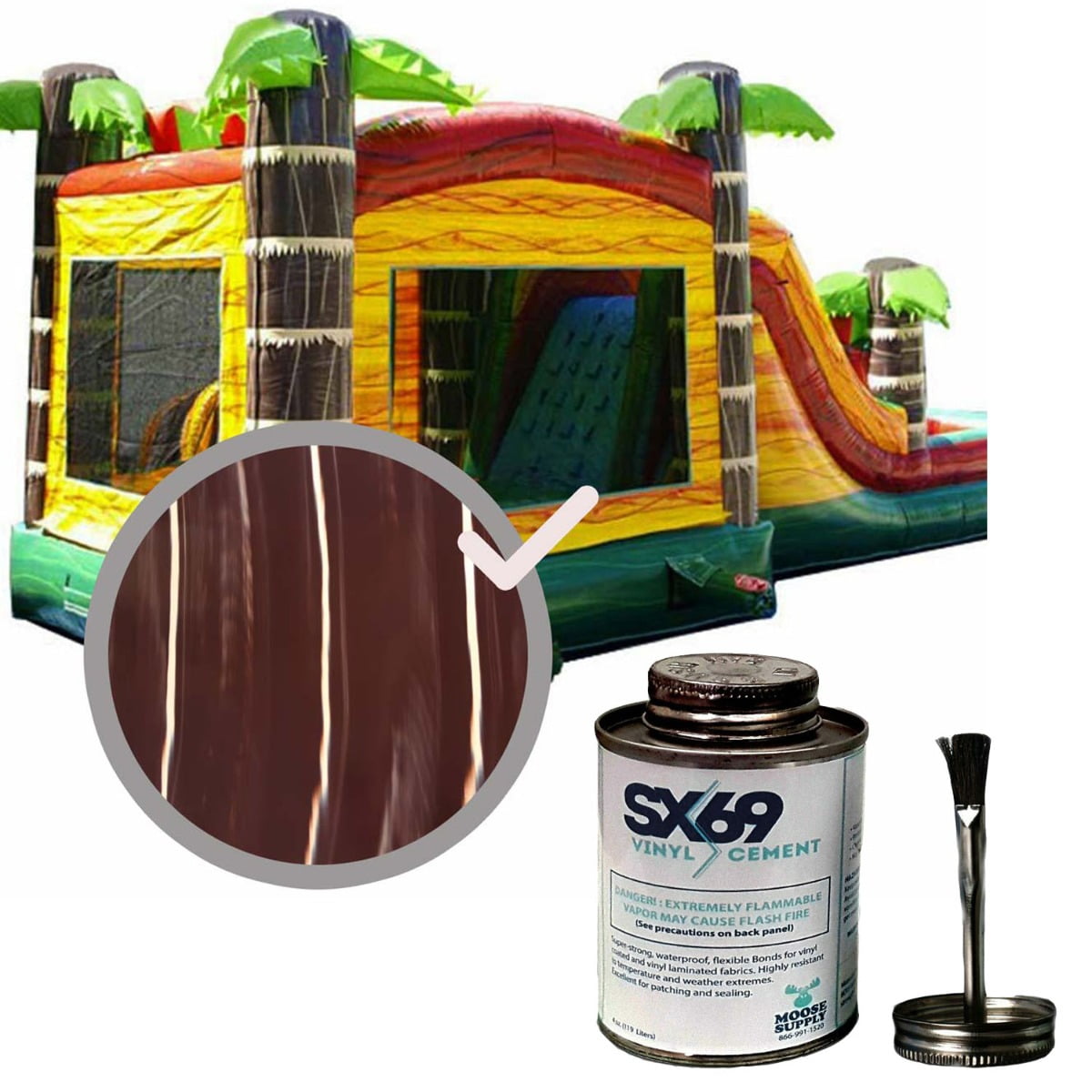 Moose Supply Inflatable Bounce House Vinyl Repair Kit with 4oz SX69 ...