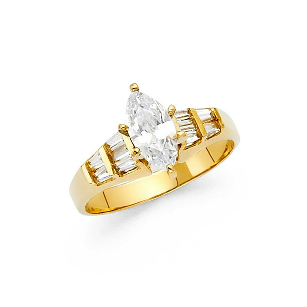 AA Jewels - Solid 14k Yellow Gold Cubic Zirconia CZ Engagement Ring ...