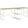 "HomCom Easy Work Home Multi-Use Compact 83"" Two Person Computer Desk ...