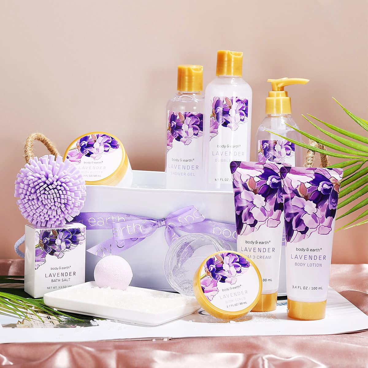 Spa Bath Gift Basket for Women, 12 Pcs Body & Earth Lavender Scent Gift ...