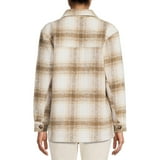 Time and Tru Women's Plaid Shacket with Pockets - Relaxed Fit Jacket ...