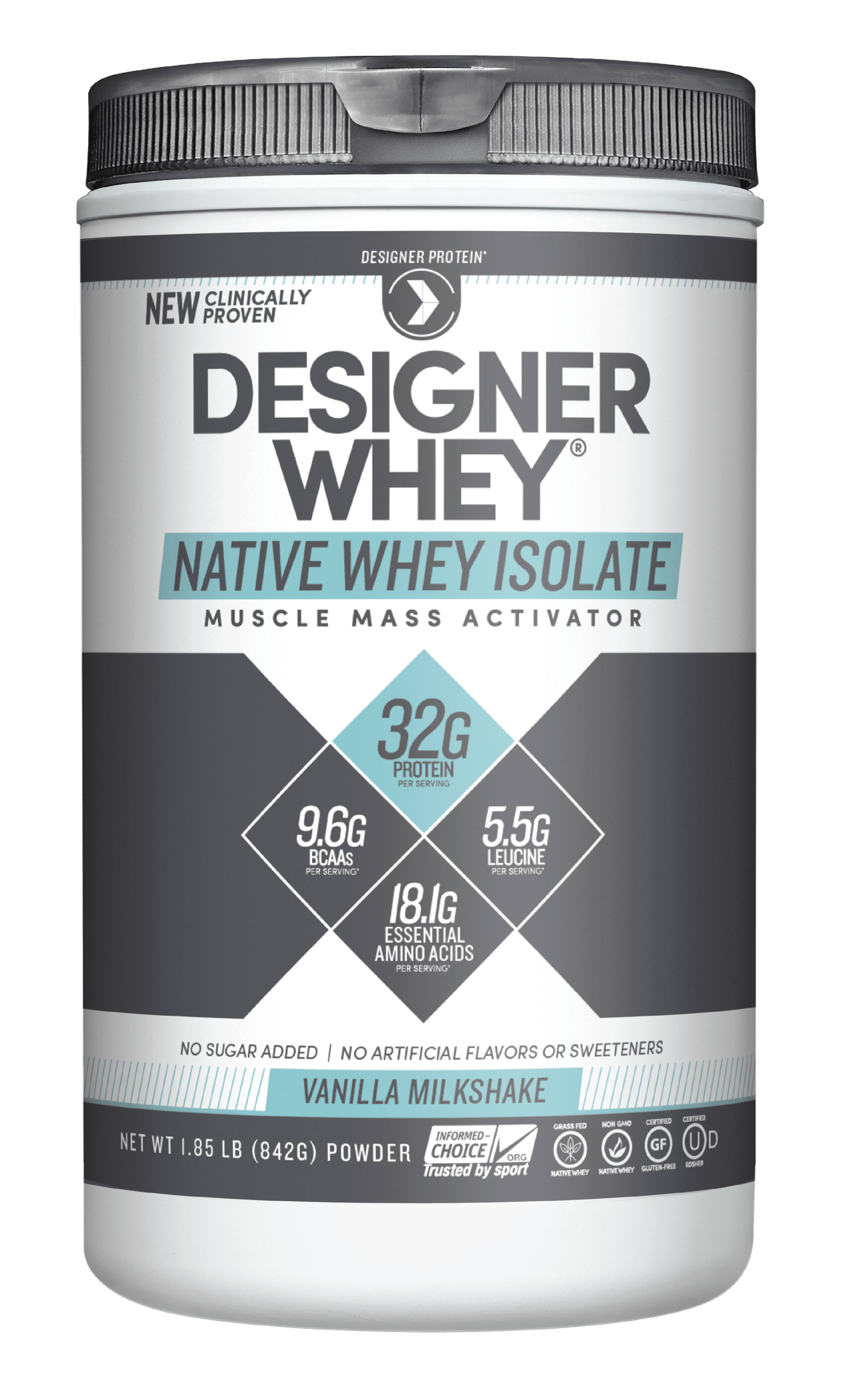 Designer Protein Native Whey Isolate Protein Powder, Vanilla Milkshake ... Designer Protein Native Whey Isolate Protein Powder, Vanilla Milkshake ...