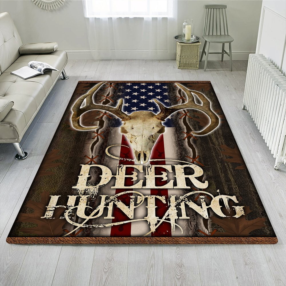Rectangle Area Rug For Living Room, Bedroom, Deer Rug American Deer ...