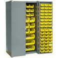Global Industrial Bin Cabinet with 132 Yellow Bins, 38x24x72, Assembled ...