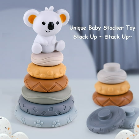 Xizioo 7 Pcs Baby Stacking & Nesting Circle Toy, Soft Building Rings ...
