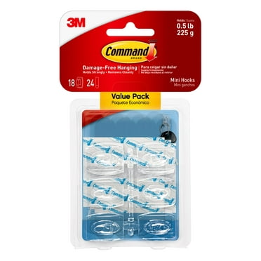 HyperTough, Mini Removable Hooks, 6 Clear Square Mini Hooks, 6 Clear ...