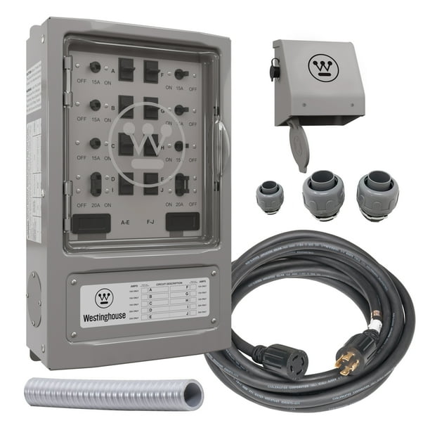 Westinghouse 30A Transfer Switch Kit with 8 Circuits, 7500 Rated Watts ...