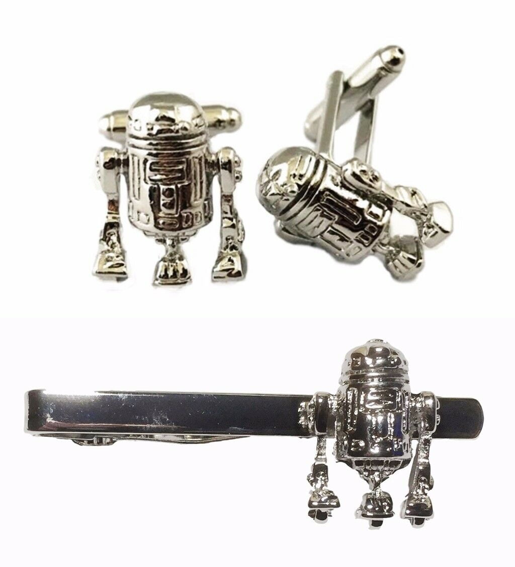 Star Wars R2-D2 3D Figure Silvertone Metal Tie Clip & Cufflink Set ...
