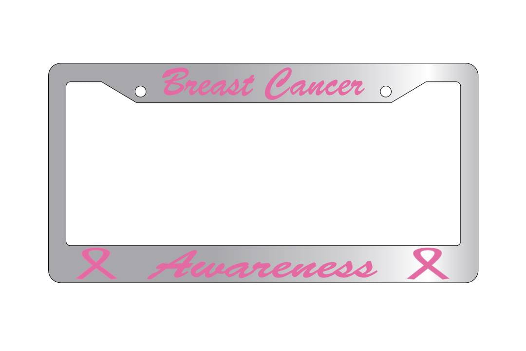 Breast Cancer Awarness Script Chrome Plastic License Plate Frame ...