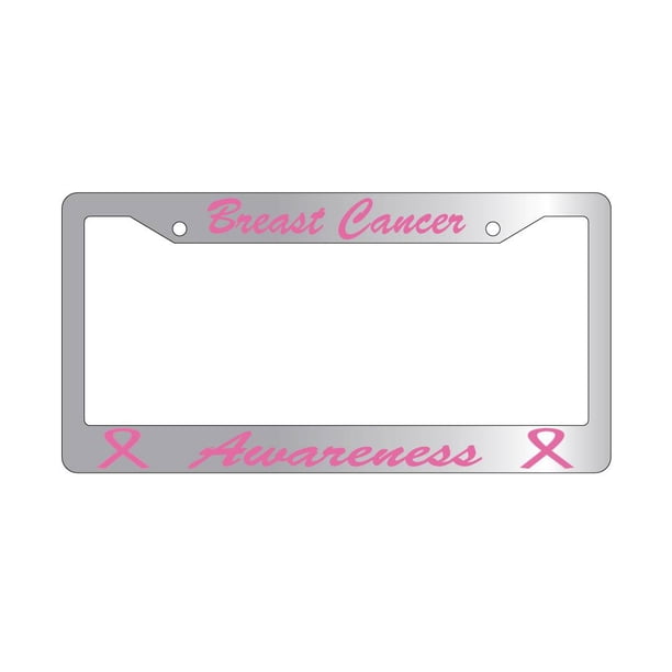 Breast Cancer Awarness Script Chrome Plastic License Plate Frame ...