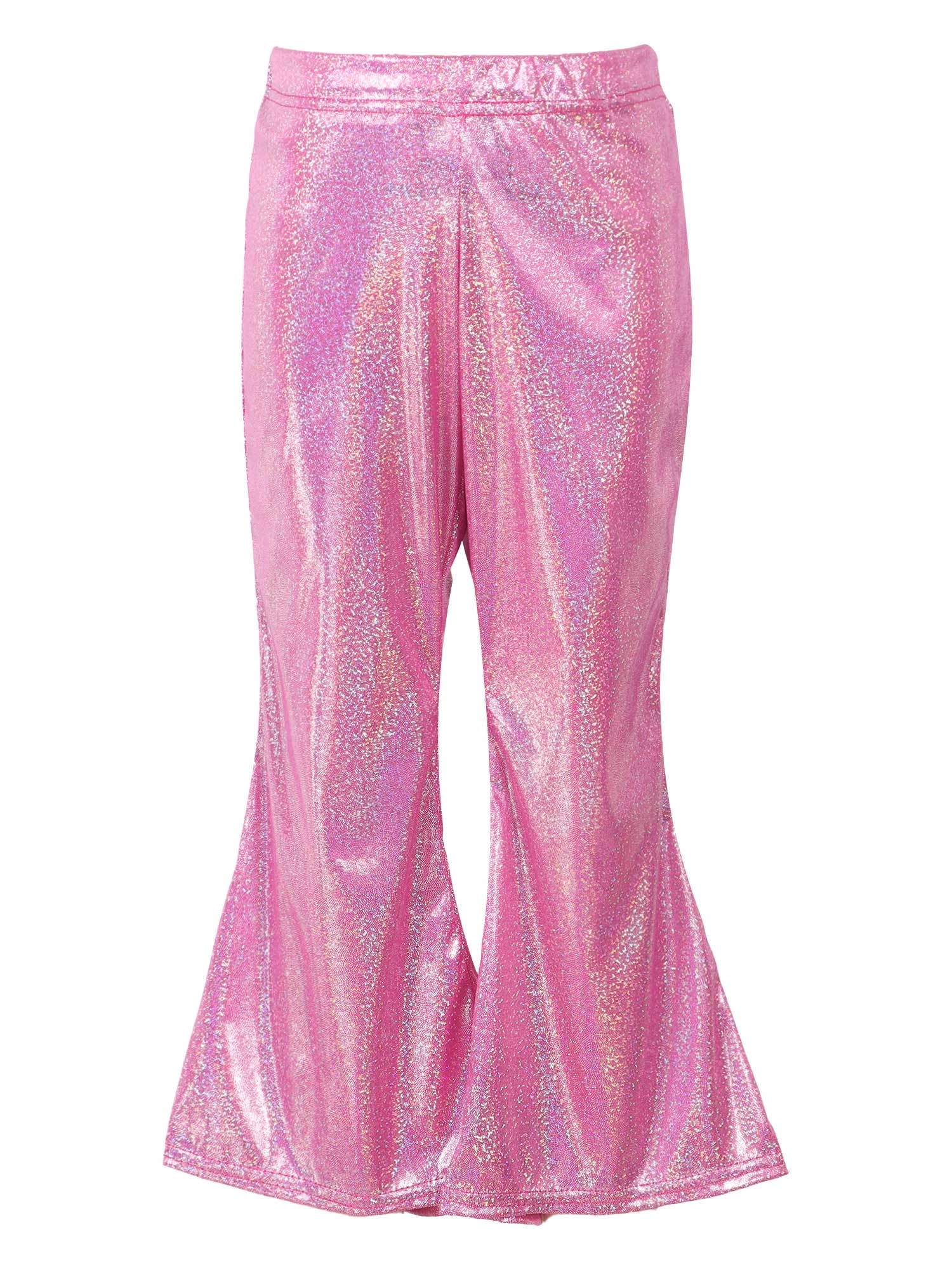 Aislor Girls Shiny Metallic Flare Pants Hip Hop Jazz Dance Pants Hippie ...