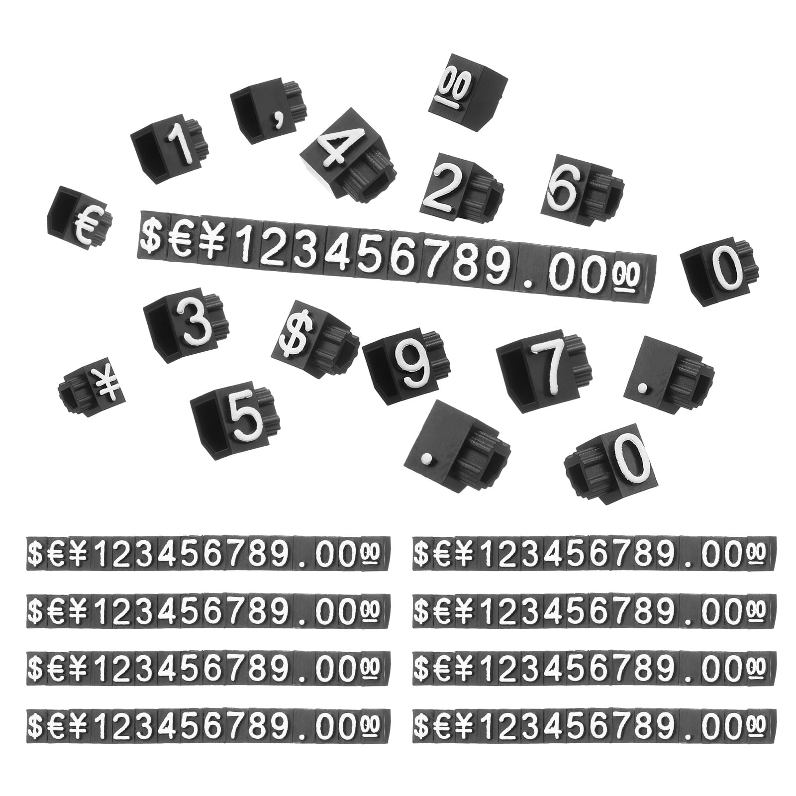 10 Set Price Tag Cube 2" x 0.2" Adjustable Counter Stand Label, Black ...