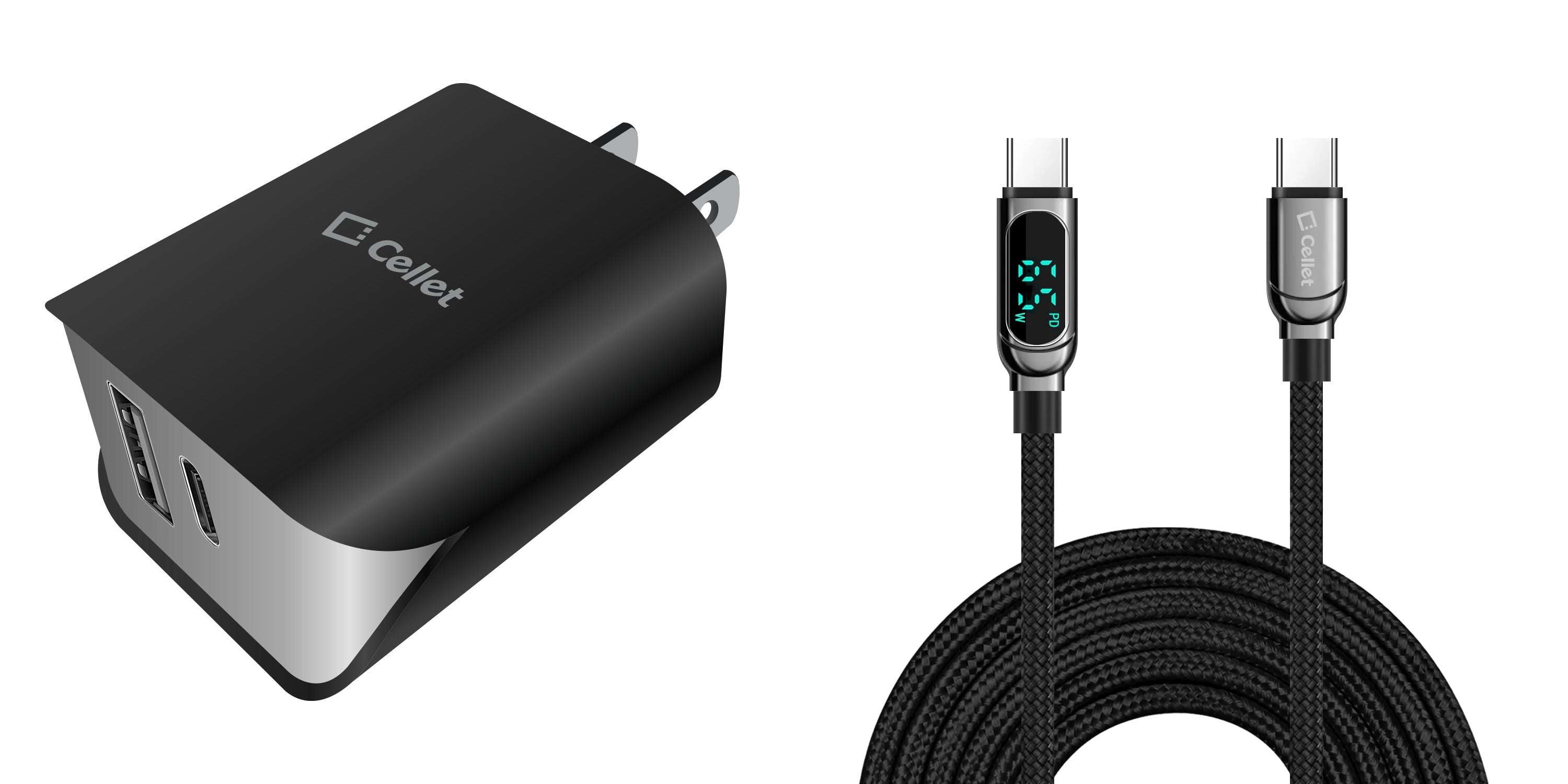 Cellet UL Certified 18W 2-Port USB-C Power Adapter with 60W Digital LED ...