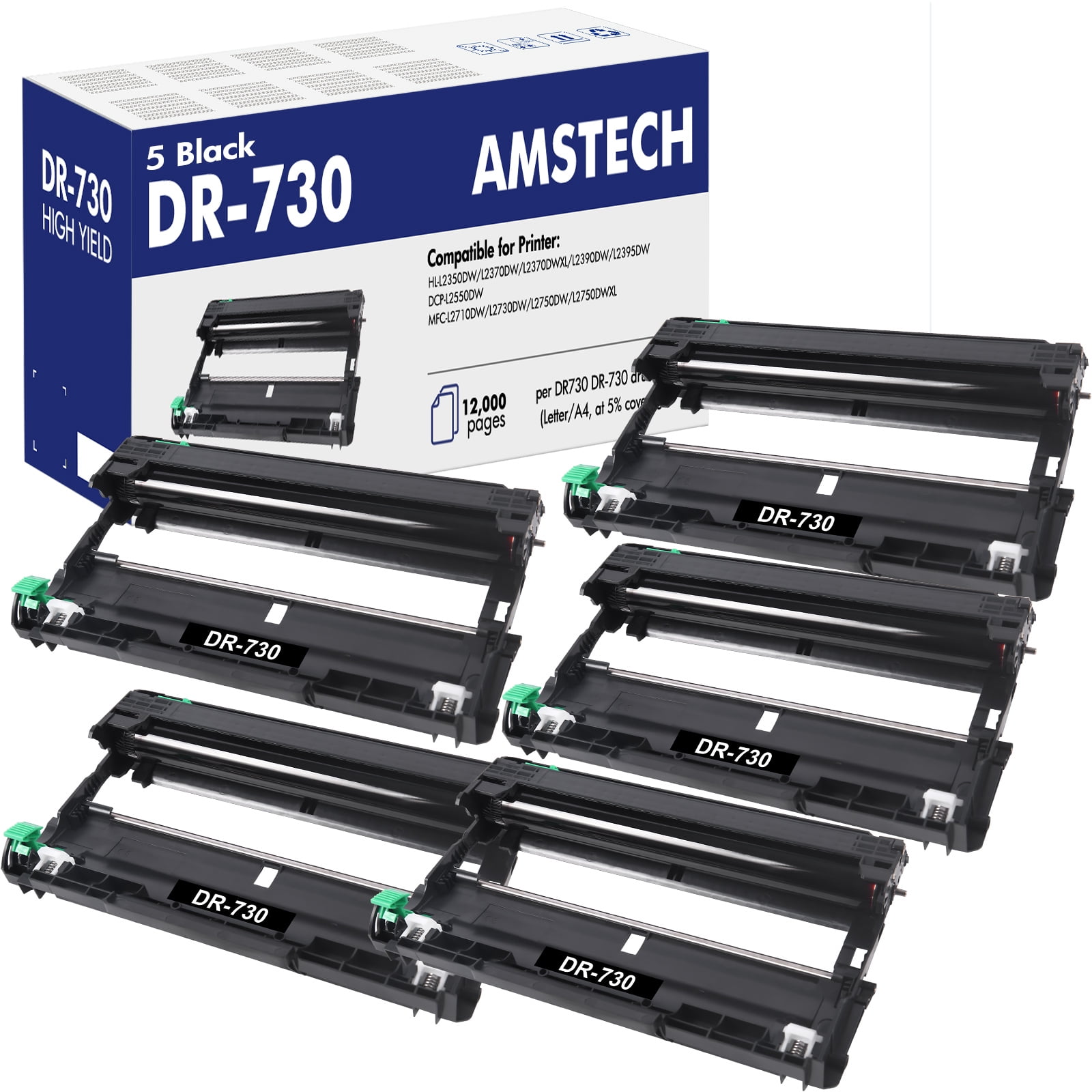 Amstech 5-Pack Black Compatible Drum Unit for Brother DR-730 DR730 DR ...