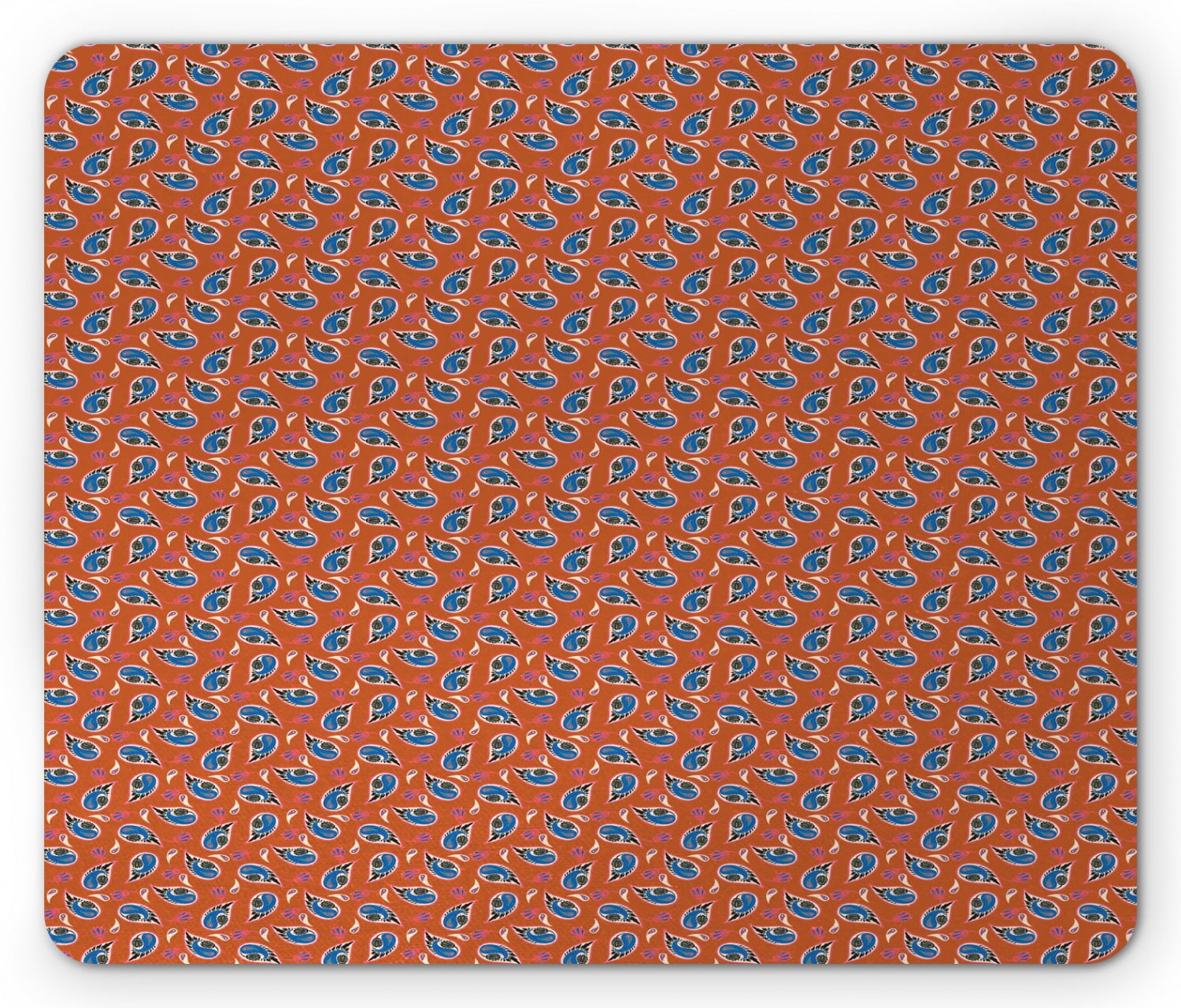 Brown Paisley Mouse Pad, Repetitive Folk Fashion Print in Vibrant ...